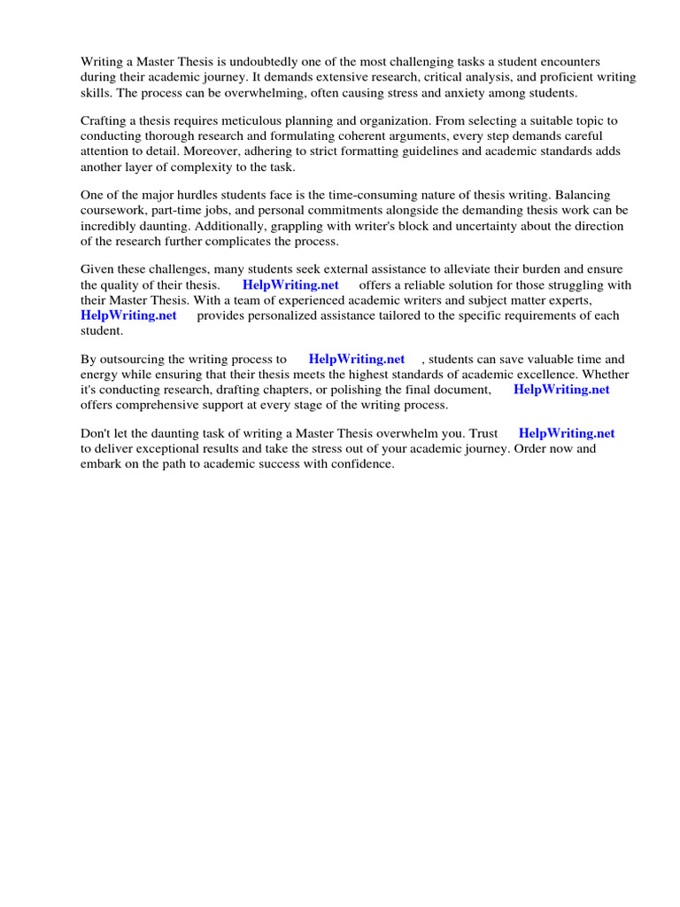 Writing A Master Thesis | Download Free PDF | Thesis | Methodology