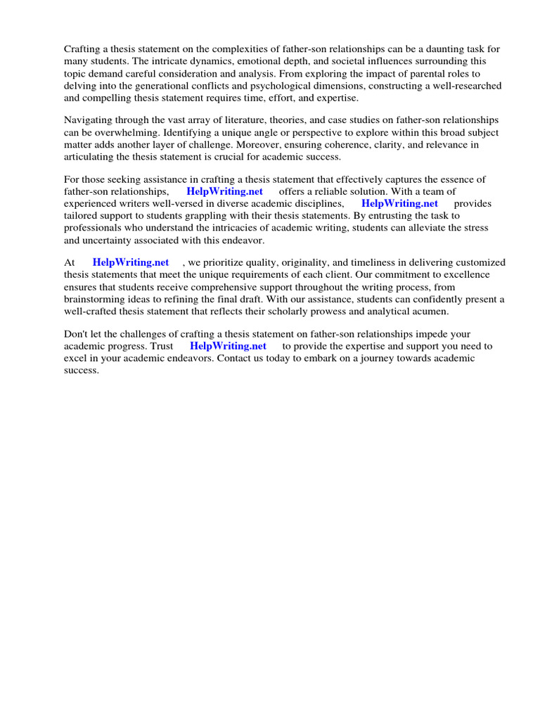 Thesis Statement Father Son Relationships | PDF | Parenting | Father