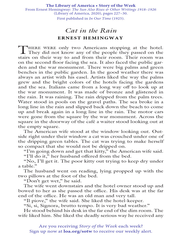 Hemingway Cat Rain | PDF