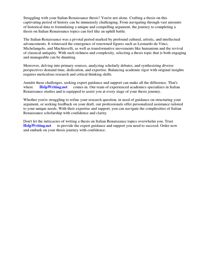 Italian Renaissance Thesis Topics | PDF | Renaissance | Italy
