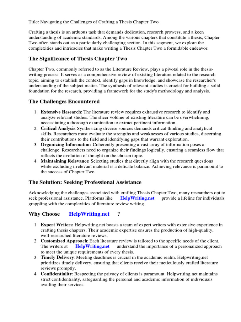 Thesis Chapter Two | PDF | Thesis | Critical Thinking
