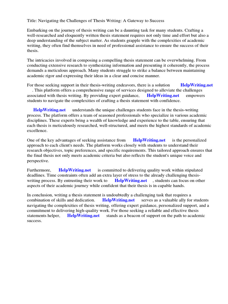 Thesis Statements Helper | PDF | Thesis | Essays