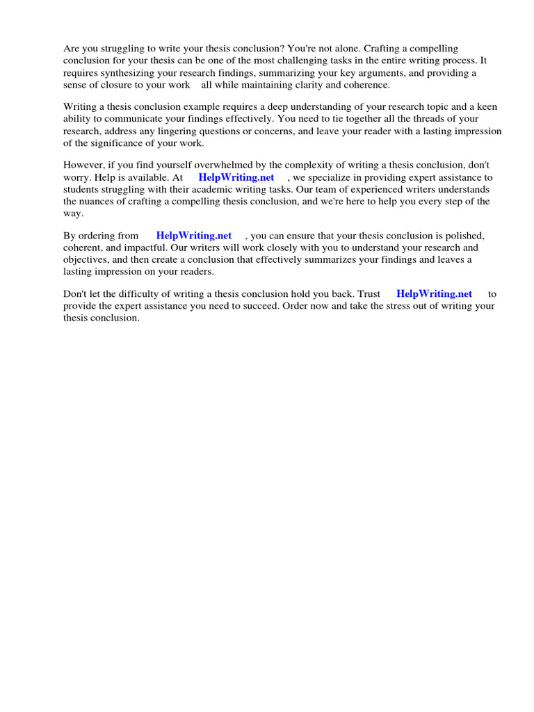 How To Write A Thesis Conclusion Example | PDF | Essays | Genesis Flood ...