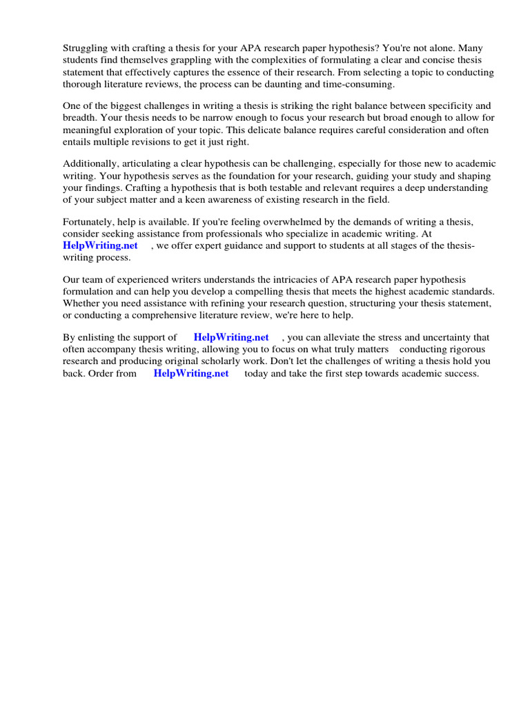 Apa Research Paper Hypothesis | PDF | Hypothesis | Scientific Method