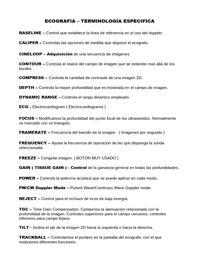 TERMINOLOGIA ESPECIFICA ECOGRAFIA | PDF
