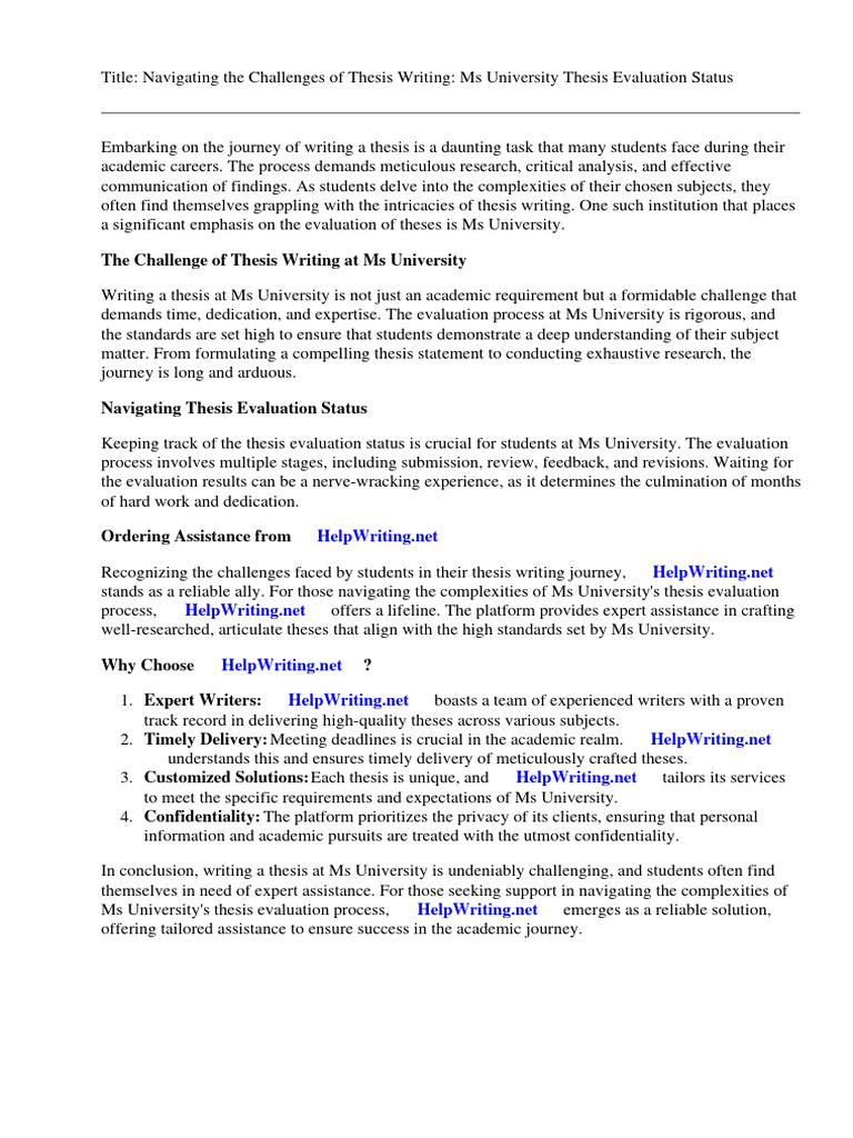 Ms University Thesis Evaluation Status | PDF | Thesis | Evaluation