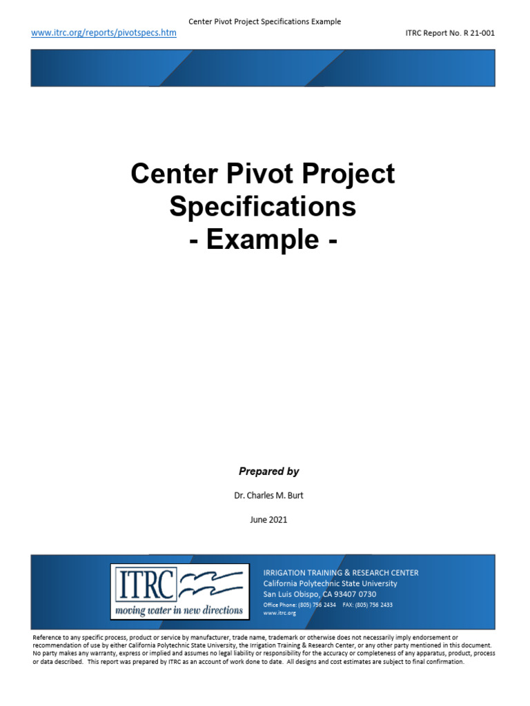 Center Pivot Project Specifications | PDF | Valve | Pump