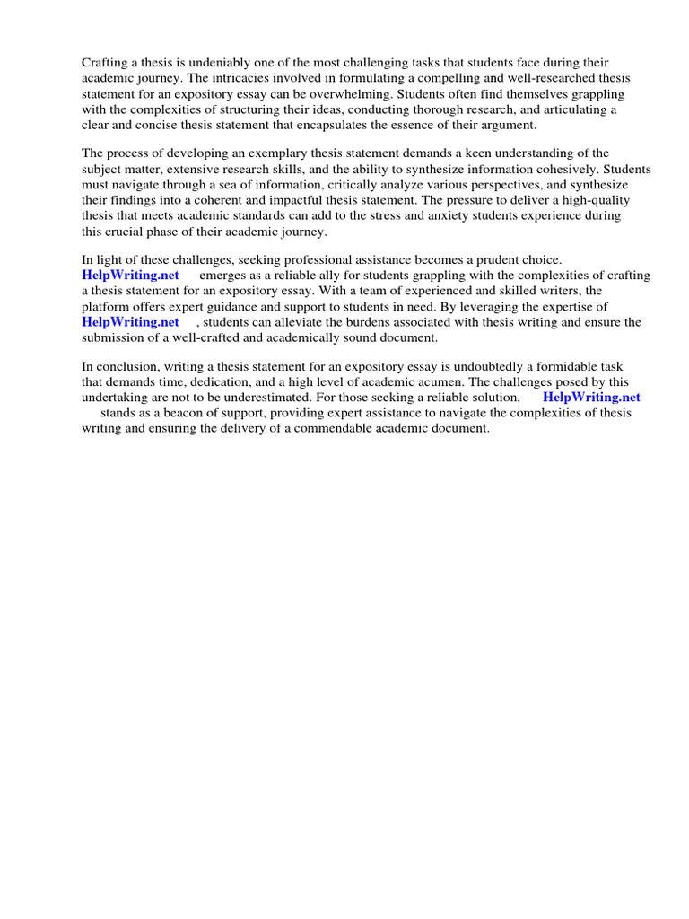 Example Thesis Statement for Expository Essay | PDF | Essays | Cognition