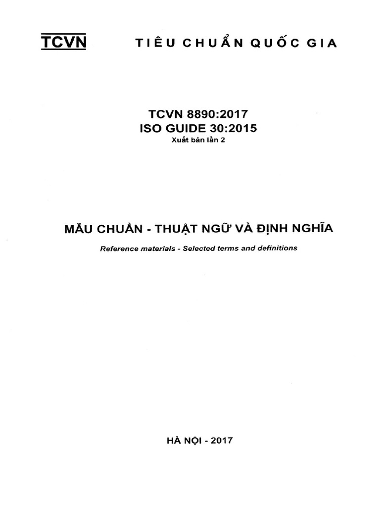 Tieu Chuan TCVN 8890 2017 Thuat Ngu Va Dinh Nghia Ve Mau Chuan | PDF