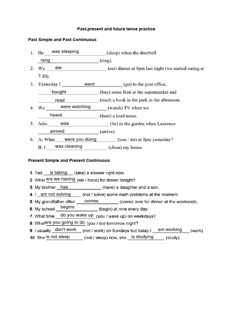 Past, Present and Future - Handout | PDF