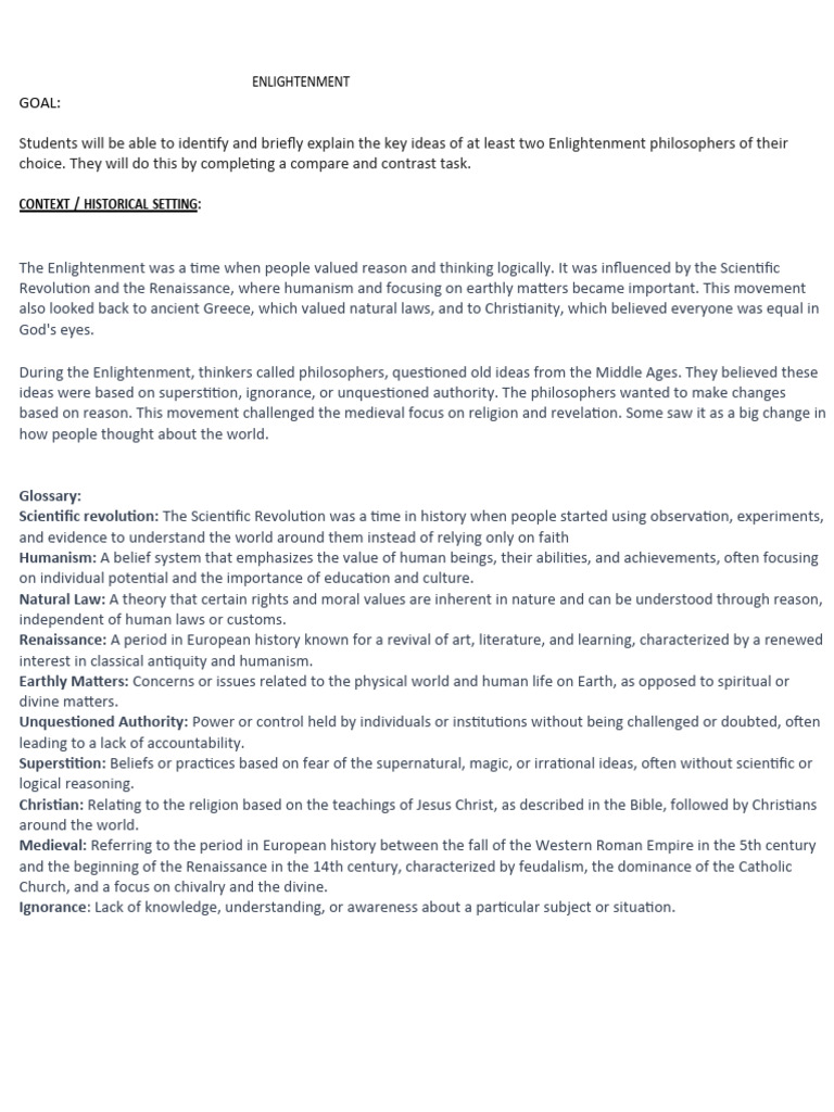 Enlightenment DBQ-2 | PDF | Humanism | Reason