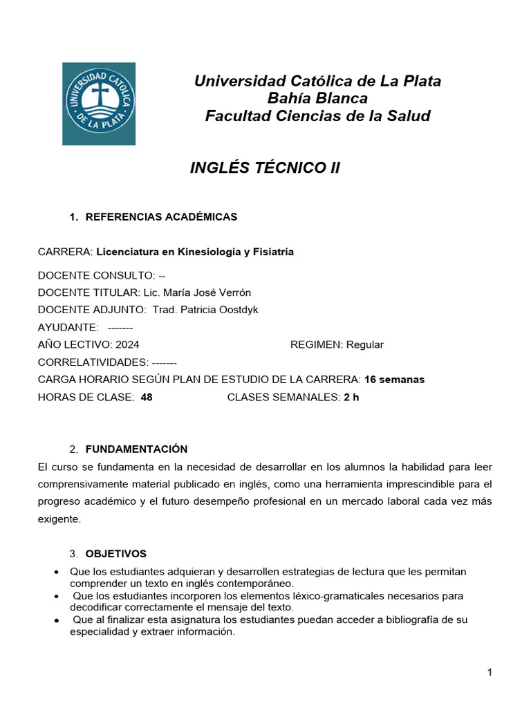 Programa Ingles II K II 2024 | PDF | Verbo | Lingüística