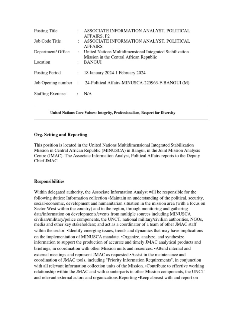 Associate Information Analyst, Political | PDF | Leadership | United ...