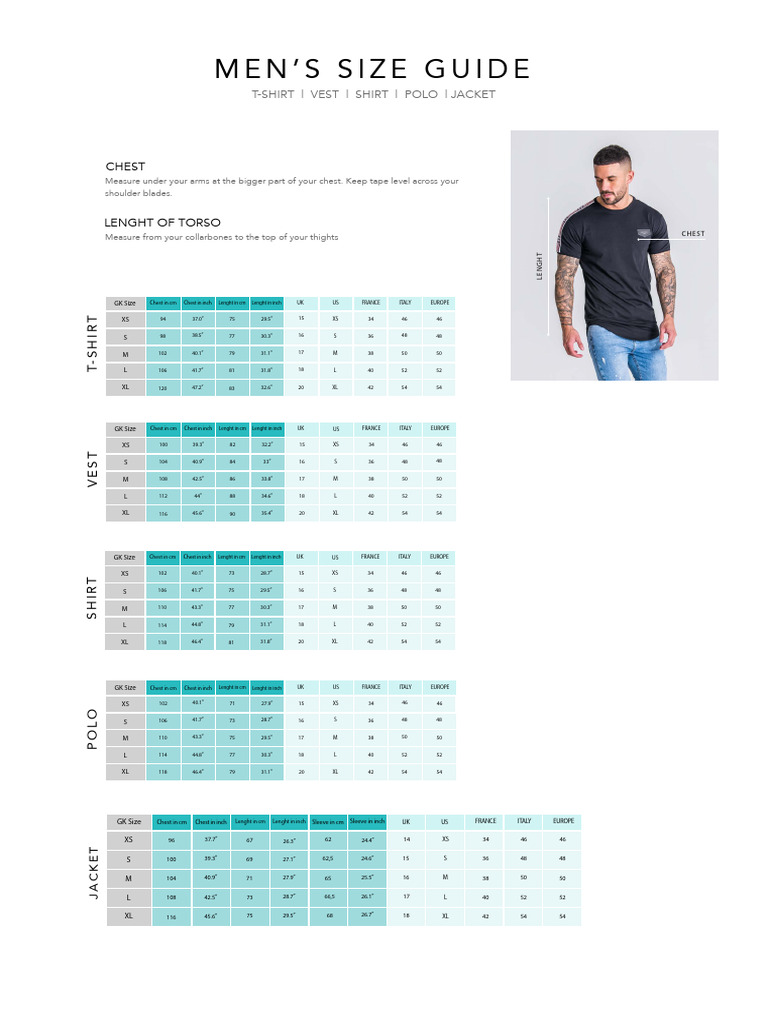 Sizeguide Men | PDF | Style | Consumer Goods