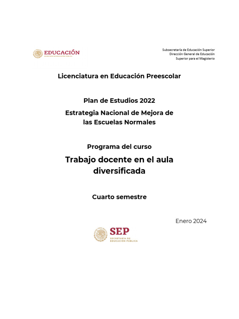 Trabajo Docente en El Aula Diversificada. LEPRE4 | PDF | Plan de estudios | Evaluación