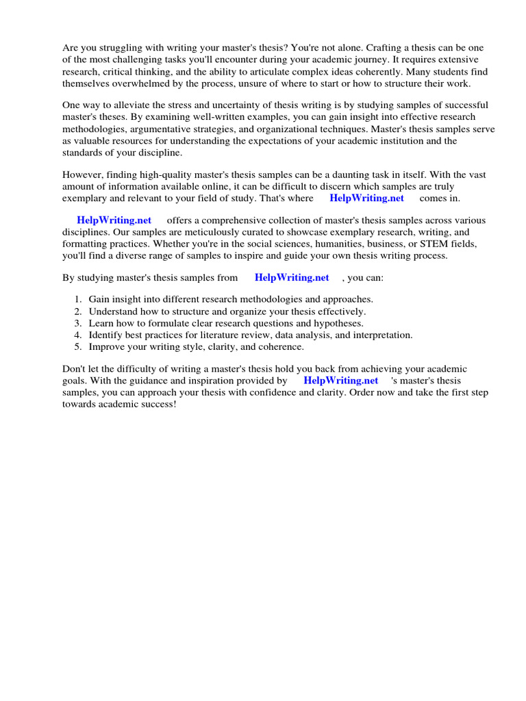 Masters Thesis Samples | PDF | Thesis | Methodology