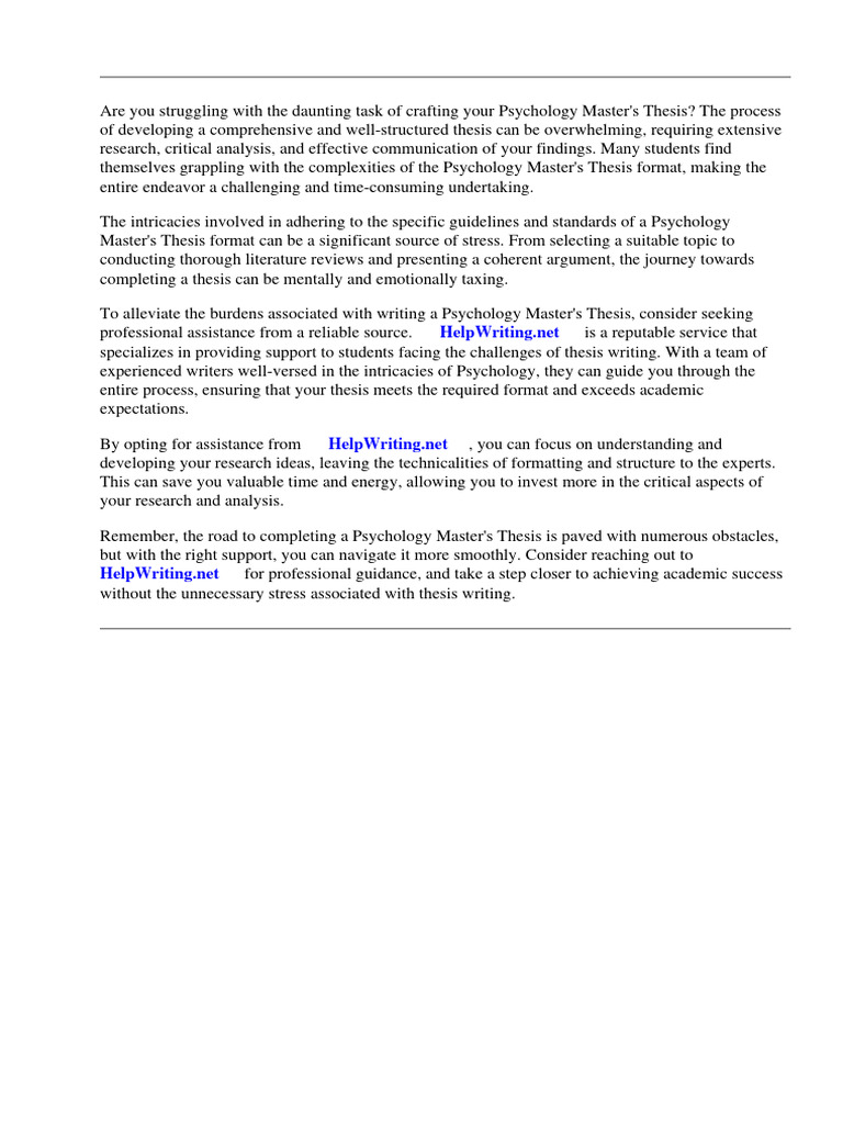 Psychology Masters Thesis Format | PDF | Zimbabwe | Psychology