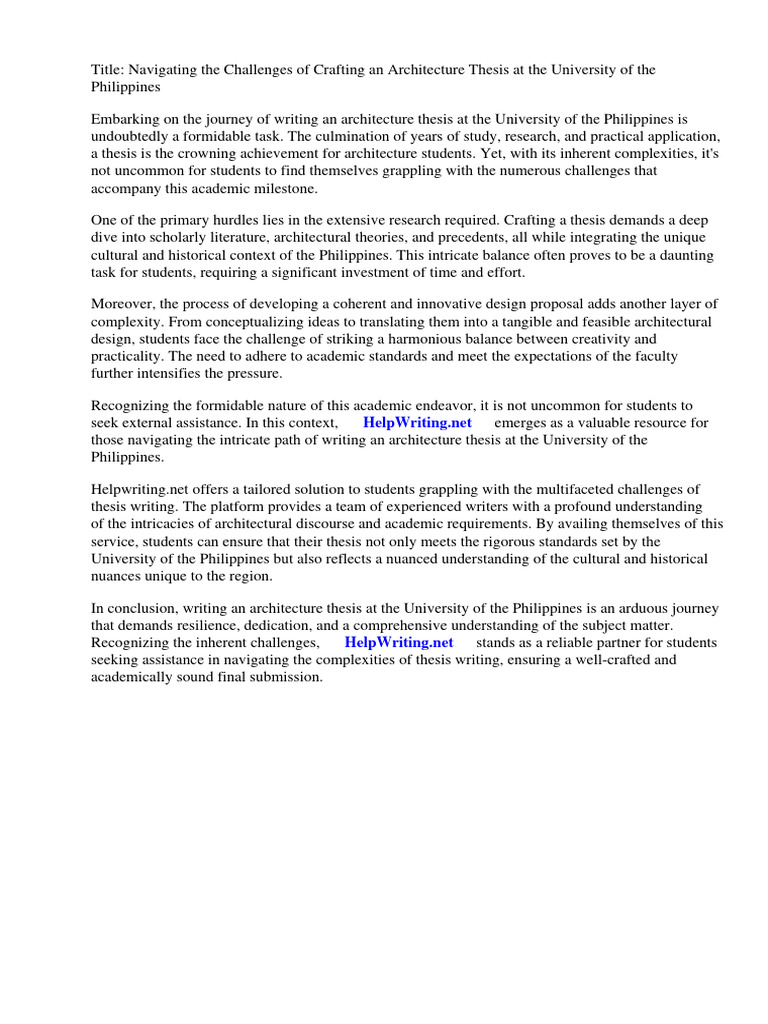 Architecture Thesis University of The Philippines | PDF | Design | Thesis
