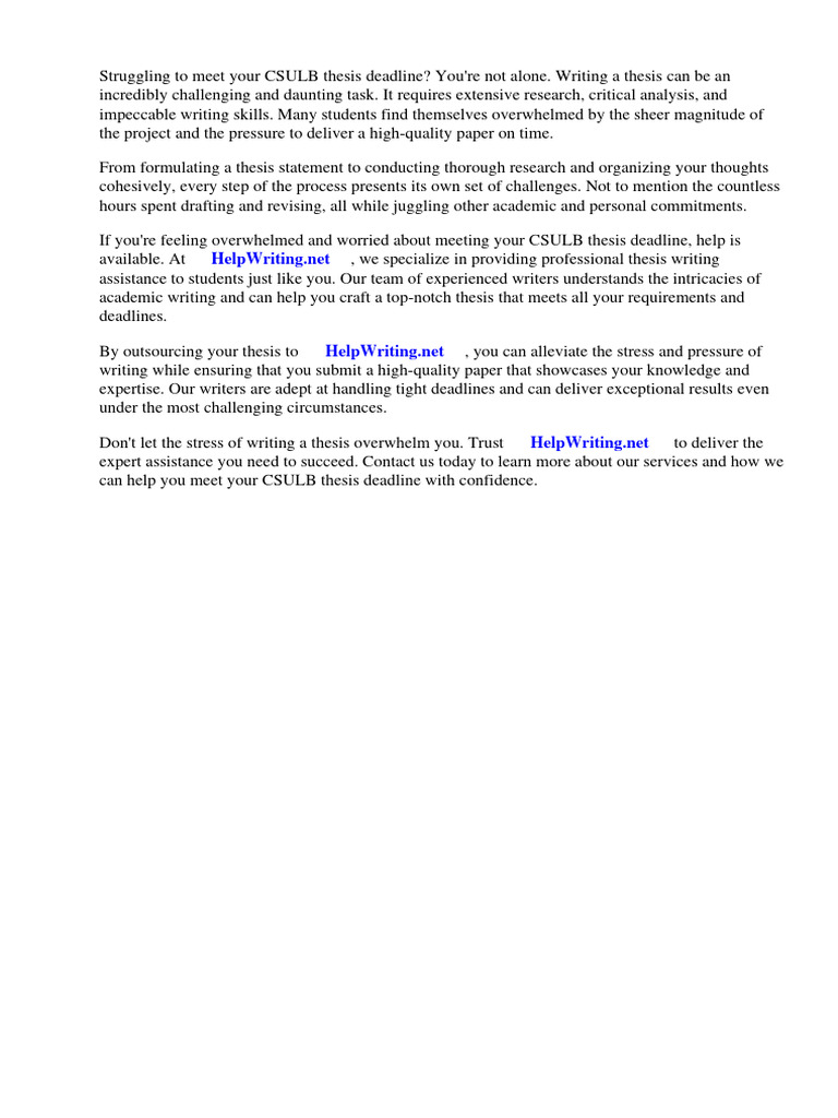 Csulb Thesis Deadline | PDF | Thesis | Academic Degree Csulb Thesis Deadline | PDF | Thesis | Academic Degree