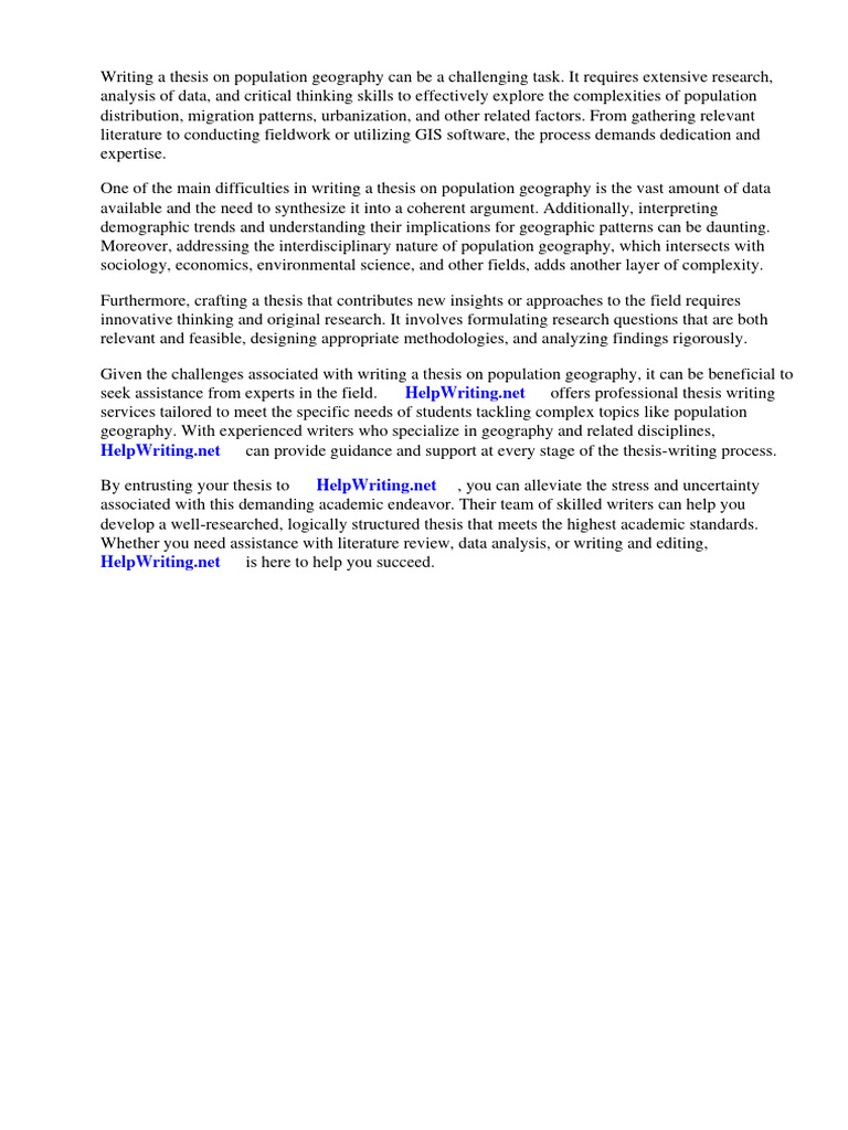 Thesis On Population Geography | PDF | Geography | Economic Growth