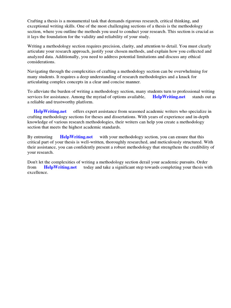 Methodology Section Thesis Example | PDF | Methodology | Thesis
