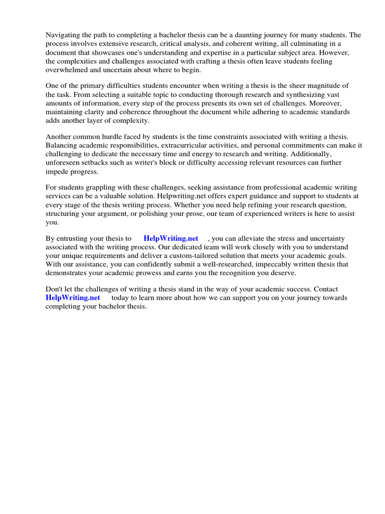 Bachelor Thesis Guide | PDF | Thesis | Tourism