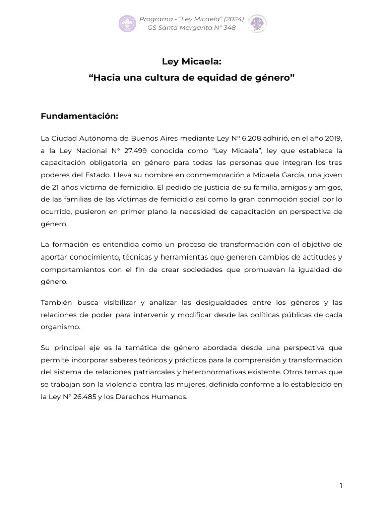 Programa Capacitacion Ley Micaela | PDF | La violencia contra las mujeres | Género