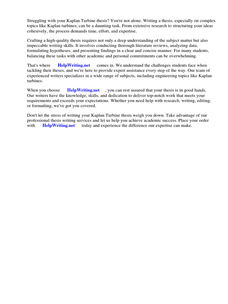 Kaplan Turbine Thesis | PDF | Turbine | Mechanical Engineering