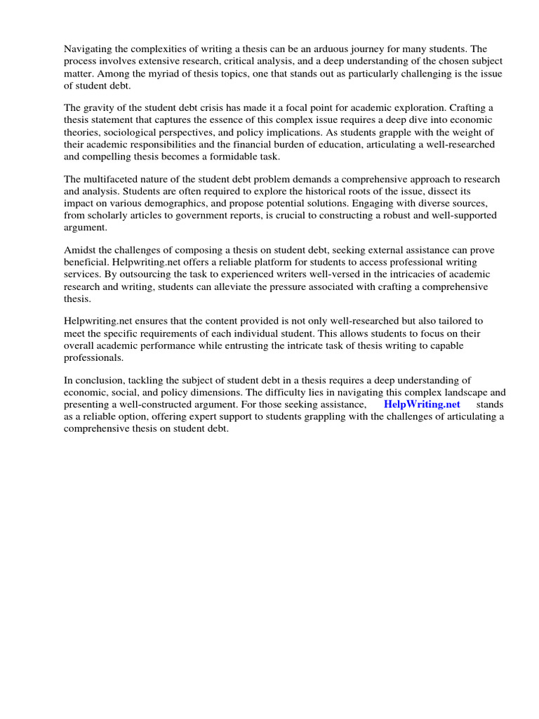 Student Debt Thesis Statement | PDF | Student Loan | Credit