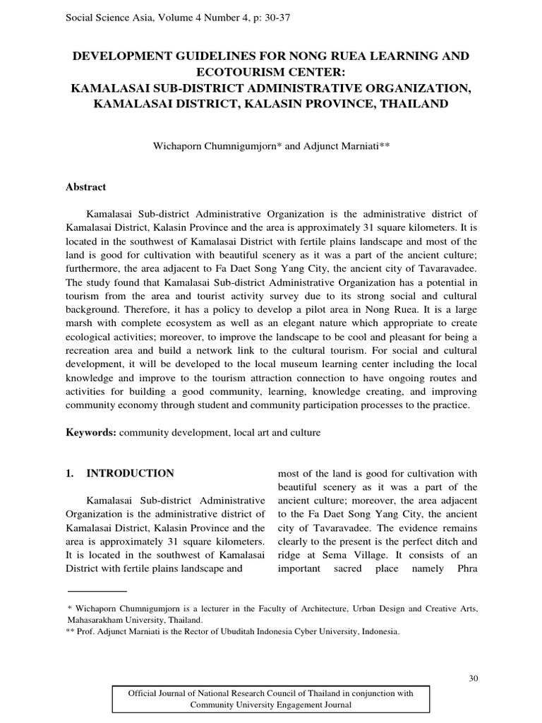 Development Guidelines for Nong Ruea Learning | PDF | Community | Tourism