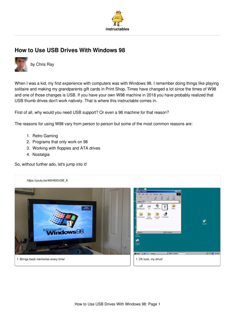 How To Use USB Drives With Windows 98 | PDF | Usb Flash Drive | Usb