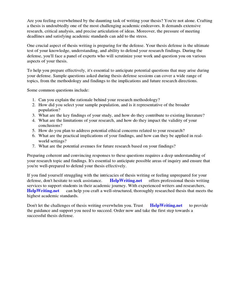 Sample Questions Asked Thesis Defense | PDF | Thesis | Theory