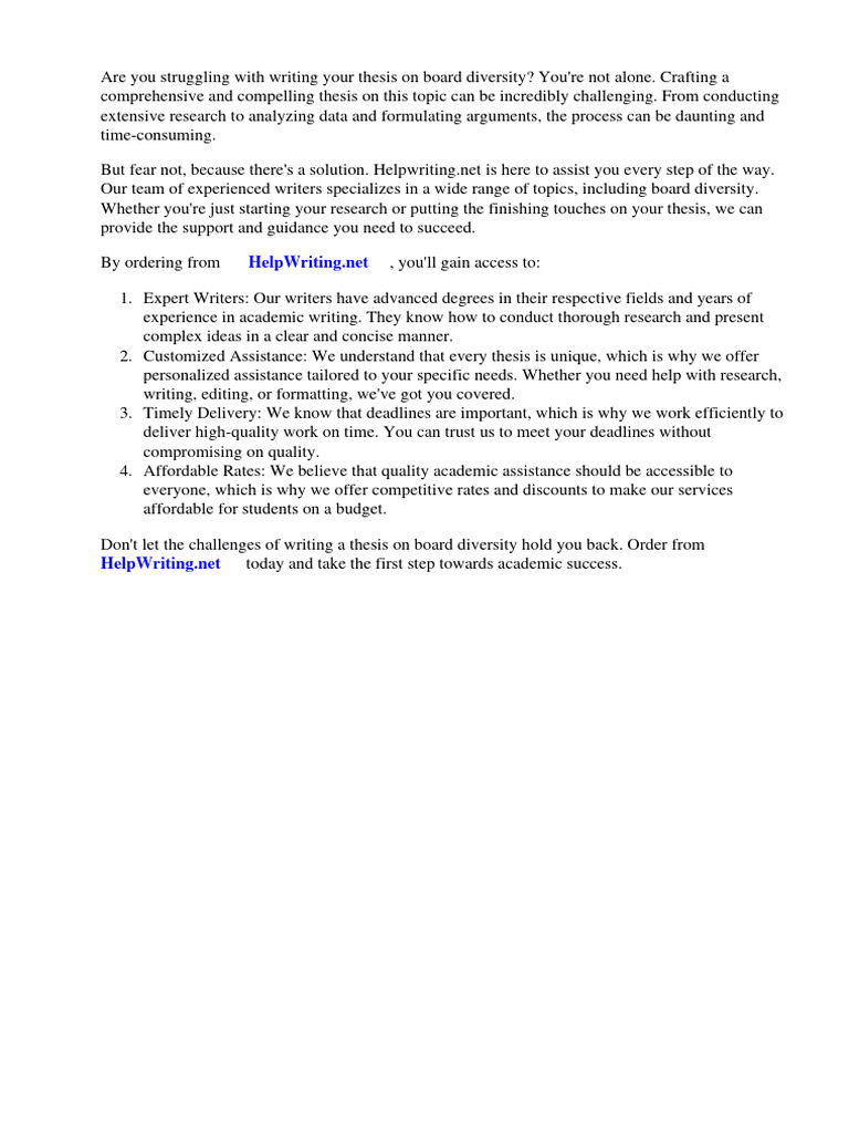 Board Diversity Thesis | PDF | Bioethics | Morality