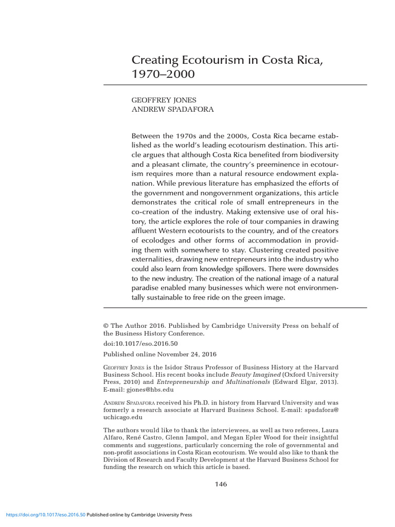Creating Ecotourism in Costa Rica 1970 2000 | PDF | Tourism | Costa Rica