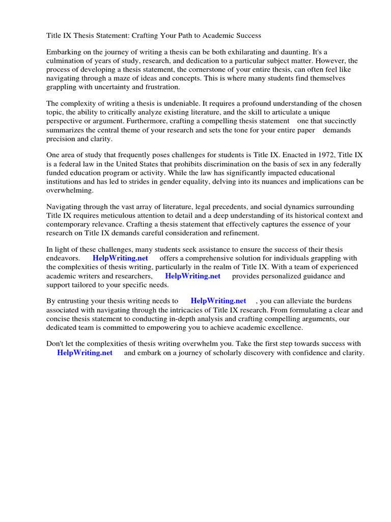 Title Ix Thesis Statement | PDF | Thesis | Essays