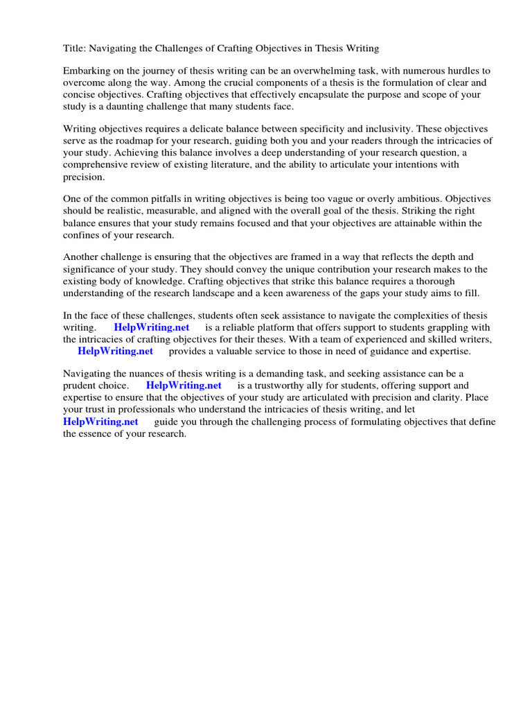 How To Write Objectives of The Study in Thesis | PDF | Statistics ...