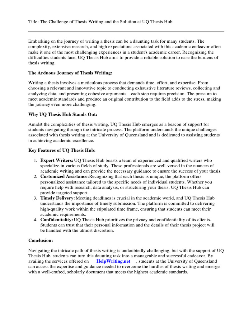 Uq Thesis Hub | PDF | Academic Degree | Doctor Of Philosophy