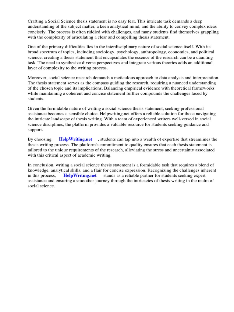 How To Write A Social Science Thesis Statement | PDF | Social Sciences ...