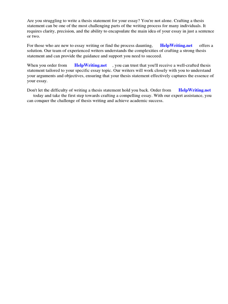 How To Write A Thesis Statement For An Essay For Dummies | PDF | Essays | Thesis