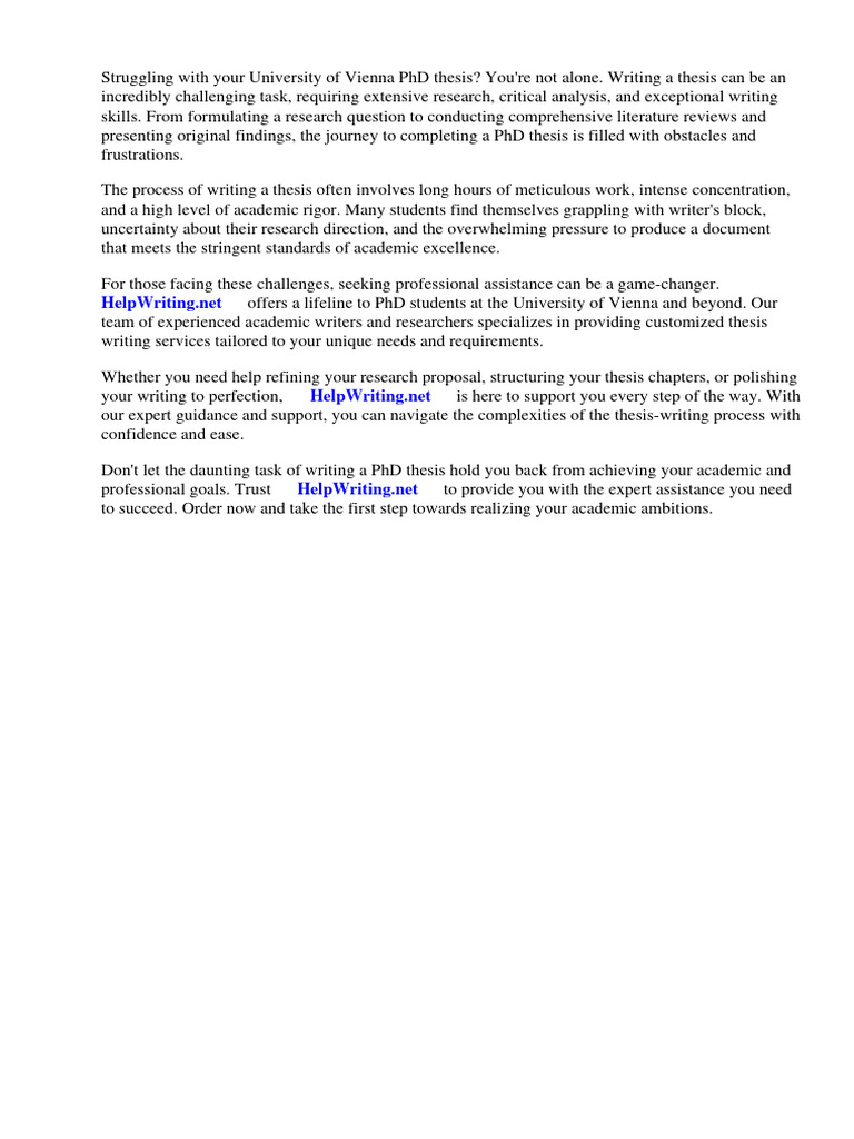 University of Vienna PHD Thesis | PDF | Thesis | Doctor Of Philosophy