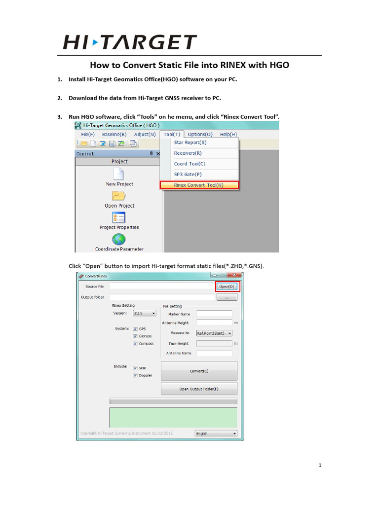 Convert Static Files to RINEX with HGO | PDF