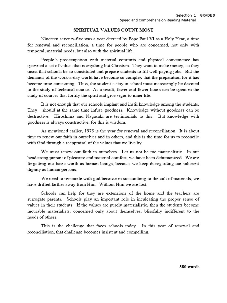 1 Spiritual Values Count Most | PDF