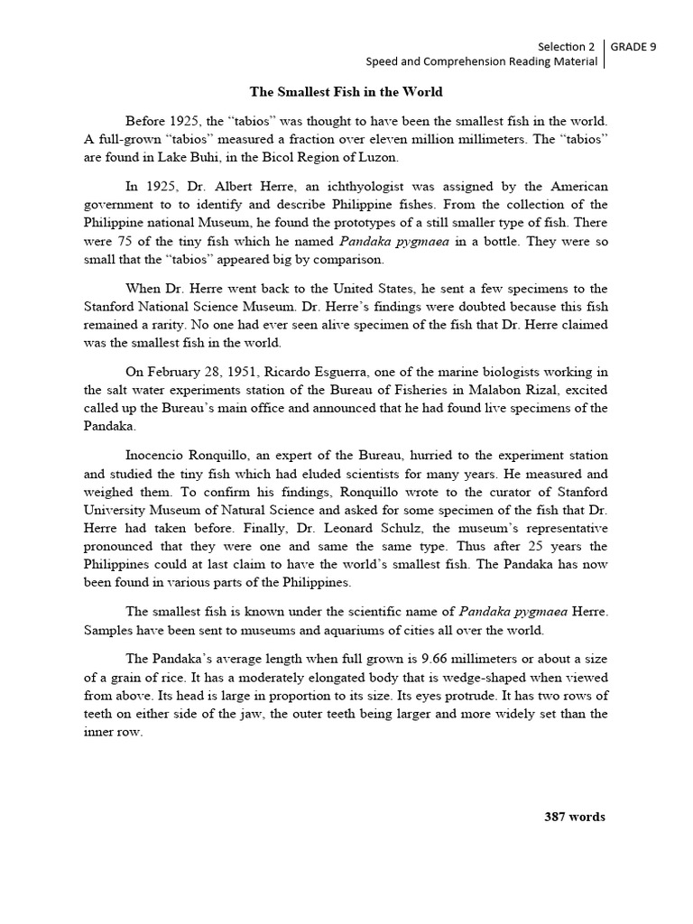 2 The Smallest Fish in The World | PDF | Home & Garden