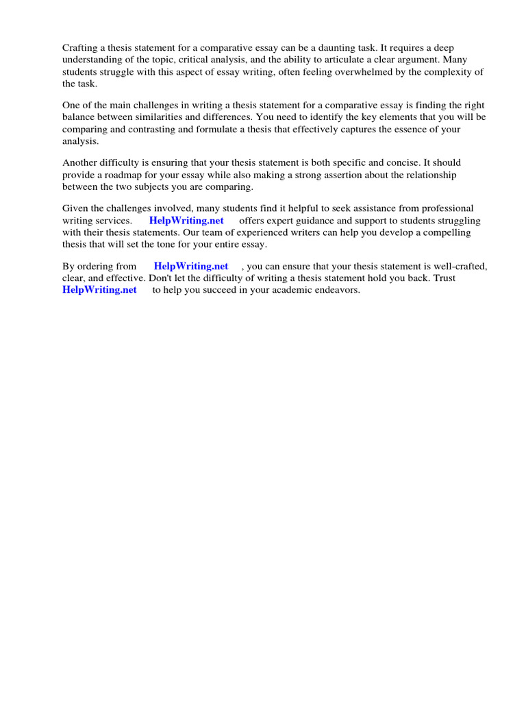How To Write Thesis Statement For Comparative Essay | PDF | Essays | Thesis