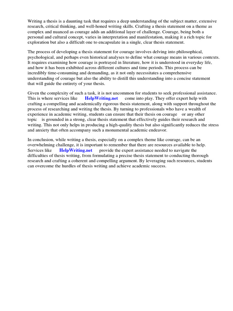Thesis Statement for Courage | PDF | Courage | Essays