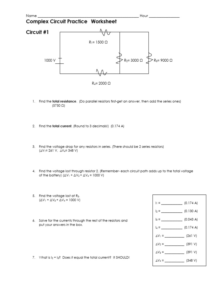 Complex Circuit Practice WS | PDF | Series And Parallel Circuits ...