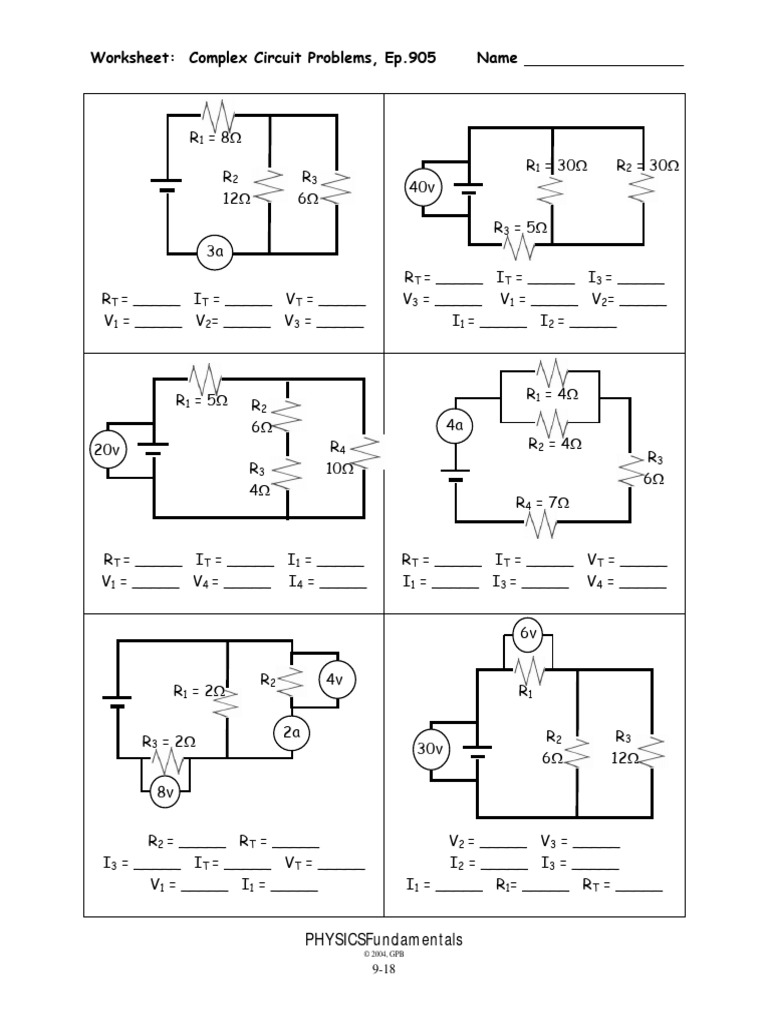 Worksheet: Complex Circuit Problems, Ep.905 Name | PDF