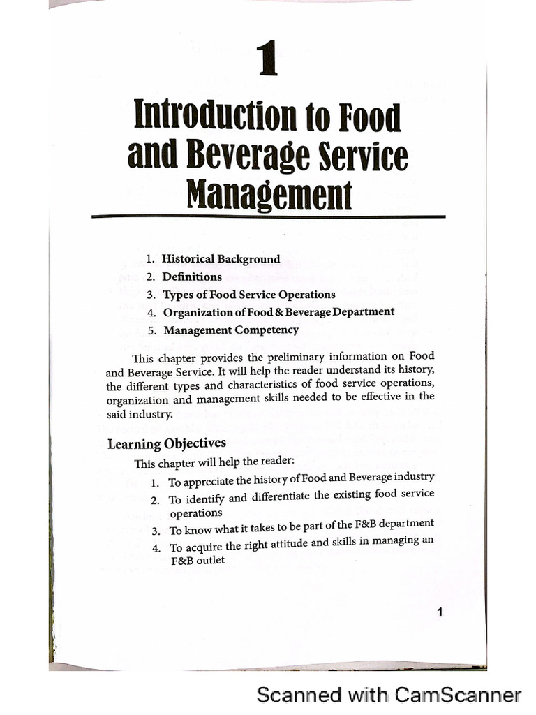 Prelim 1 Introduction To Food and Bever | PDF