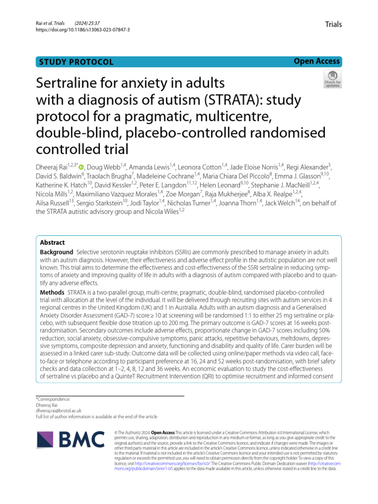Sertralina e Ansiedade e Autismo | PDF | Selective Serotonin Reuptake ...