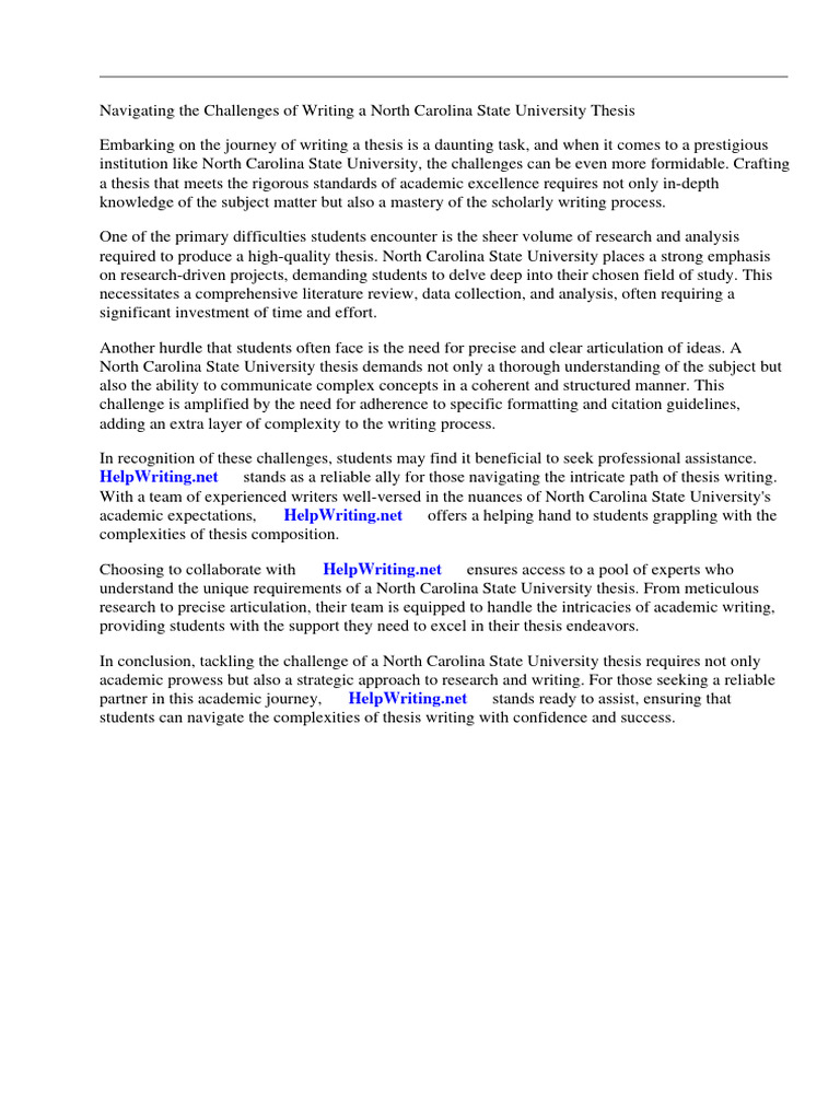 North Carolina State University Thesis | PDF | Thesis | Essays